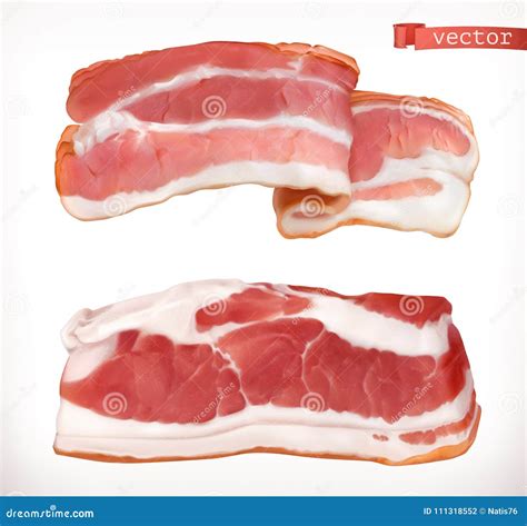 Bacon Fresh Meat 3d Vector Icon Set Stock Vector Illustration Of