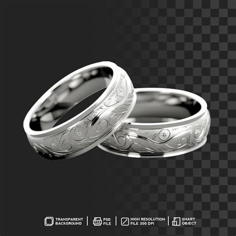 Premium Psd Symbol Of Commitment Silver Rings With Ornament In