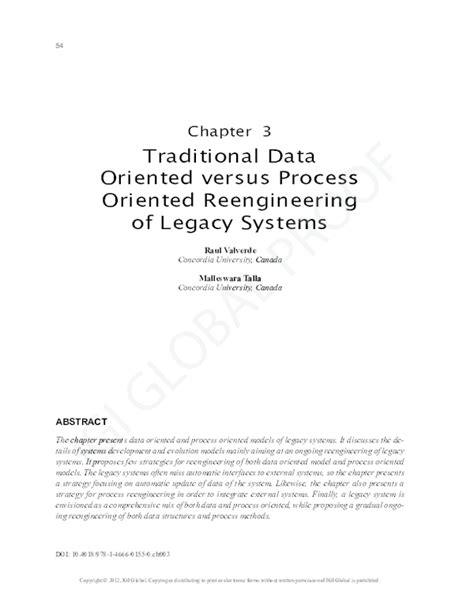 Pdf Traditional Data Oriented Versus Process Oriented Reengineering