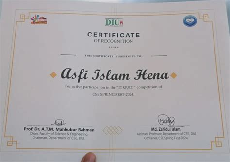 It Quiz Contest Cse Spring Fest 2024 March At Dhaka International Asfi Islam