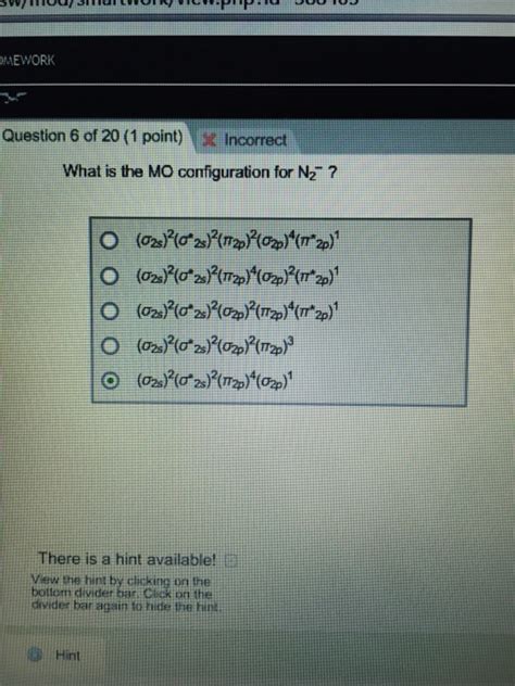 Solved What Is The Mo Configuration For N2