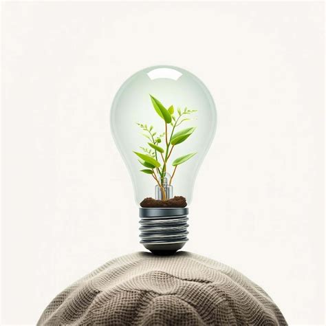 Lightbulb With Plant Growing Inside Innovation And Growth Isolated On White Background Premium