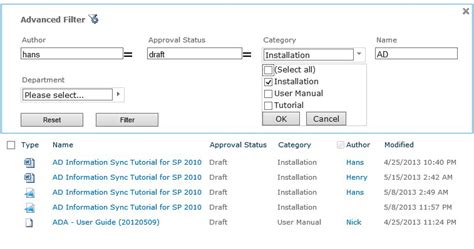 sharepoint list advanced filter リストまたはライブラリ内の複数の値でフィルタリングする