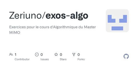 Github Zeriunoexos Algo Exercices Pour Le Cours Dalgorithmique Du
