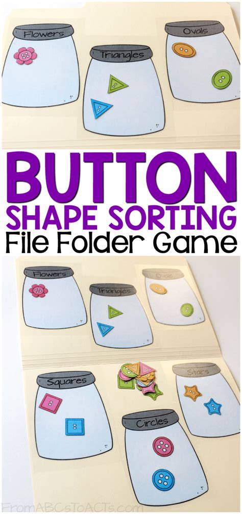 Button Shape Sorting Printable File Folder Game From ABCs To ACTs