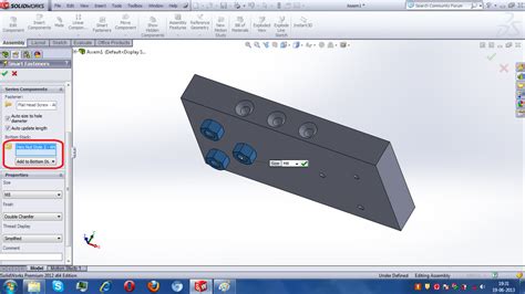 How To Use Smart Fastener Feature In Assembly Module In Solidworks