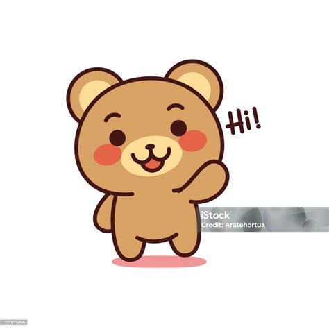 Isolated Bear Kawaii Waving Stock Illustration Download Image Now