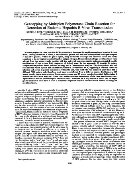 Pdf Genotyping By Multiplex Polymerase Chain Reaction For Detection Of Endemic Hepatitis B