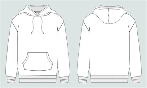 Long Sleeve Hoodie Vector Illustration Template Front And Back Views