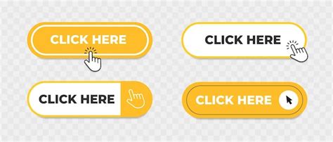 Premium Vector Yellow Buttons With Clicking Hand Or Arrow Pointer Set