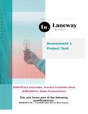 Cópia de BSBCMM BSBCRT Assessment docx Assessment Project Task BSBCRT