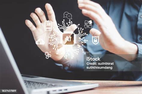 Ai 인공 지능 기술 스마트 로봇 Ai 인공 지능은 명령 프롬프트를 입력하여 무언가를 생성하고 미래 기술 변환 챗봇 비서 비서 가상현실에 대한 스톡 사진 및 기타 이미지