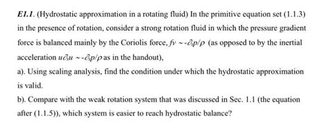 E11 Hydrostatic Approximation In A Rotating Fluid