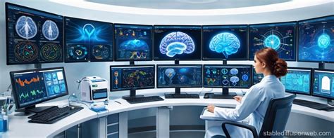 High Tech Hospital Monitoring System With Brain Scan Stable Diffusion Online