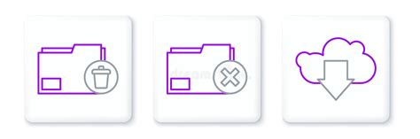 Set Line Cloud Download Delete Folder And Icon Vector Stock Vector Illustration Of Sign