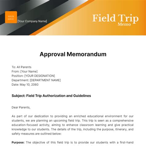 Free Field Trip Memo Template To Edit Online