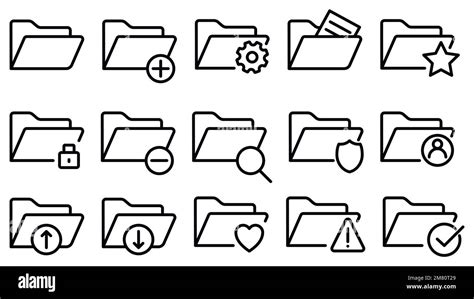 File Folder Line Icon Set Vector Illustration Eps 10 Stock Vector Image And Art Alamy