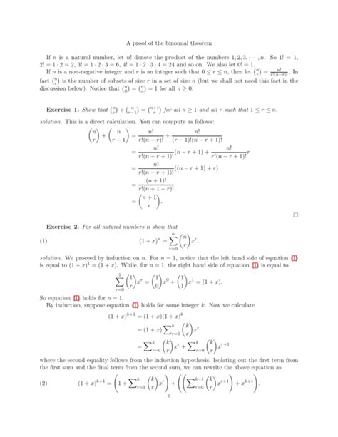 A Proof Of The Binomial Theorem If N Is A Natural Number Let N Denote