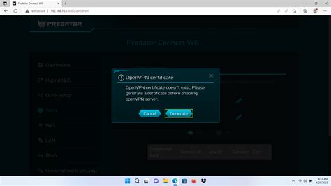 how to set up an openvpn server for your predator connect w6 acer