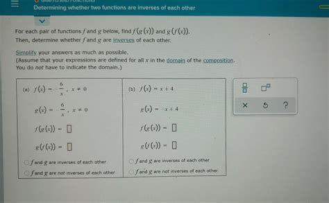 Solved Iii Determining Whether Two Functions Are Inverses Of