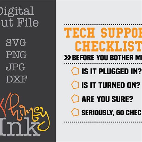 Funny Tech Support Checklist Etsy