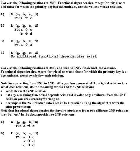 solved convert the following relations to 2nf functional