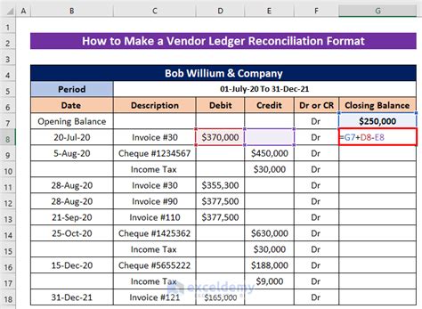 How To Make A Vendor Ledger Reconciliation Format In Excel