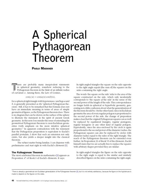 Pythagorean Theorem On Spheres Pdf Sphere Triangle