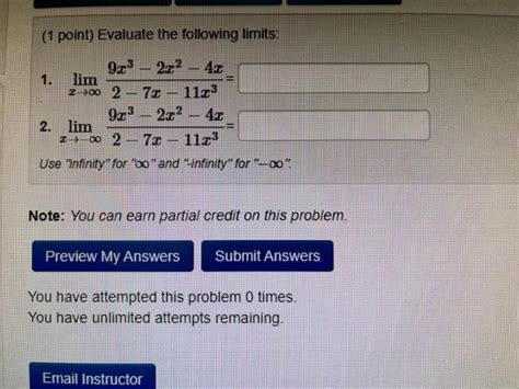 Solved Limits At Infinity Problem 4 Previous Problem