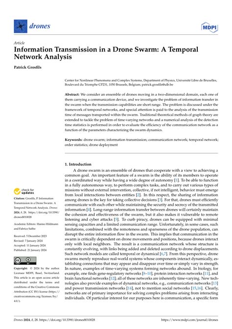 Pdf Information Transmission In A Drone Swarm A Temporal Network
