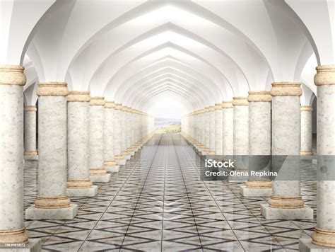 기둥과 아치형 천장 3d 일러스트 3d 렌더링 홀 궁전에 대한 스톡 사진 및 기타 이미지 궁전 기둥 건축적 특징 배경 주제 Istock