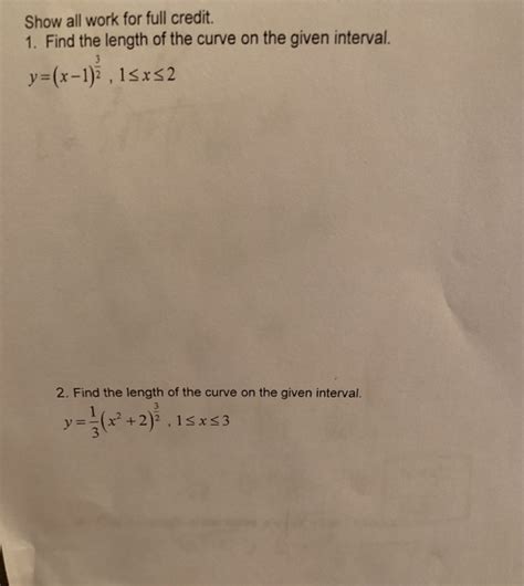 solved show all work for full credit 1 find the length of