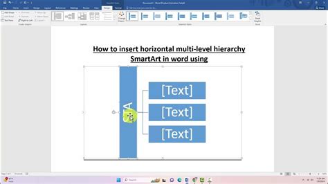 How To Insert Horizontal Multi Level Hierarchy Smartart In Word Using