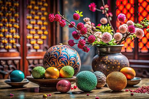 Serene Chinese Garden Still Life Documentary Photography Celebrates Floral Spheres And Authentic
