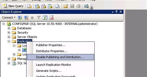sccm 2012 how to disable sql replication