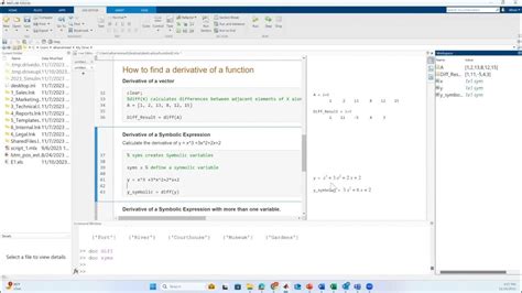 how to find a derivative of a symbolic expression in matlab video 2 4