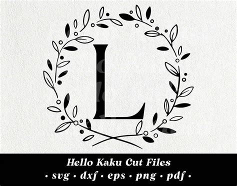Letter L Initial Monogram Svg Initial Monogram Wreath Monogram