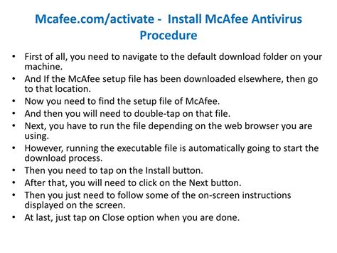 Ppt Activate Install Uninstall And Activate Mcafee Antivirus Powerpoint