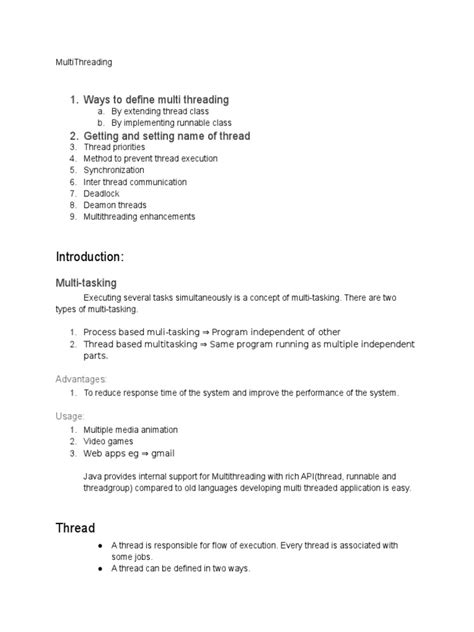 Multi Threading Pdf Thread Computing Scheduling Computing