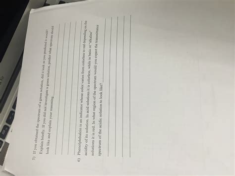 Solved Spectroscopy Lab Use Data To Answer Questions Chegg Com