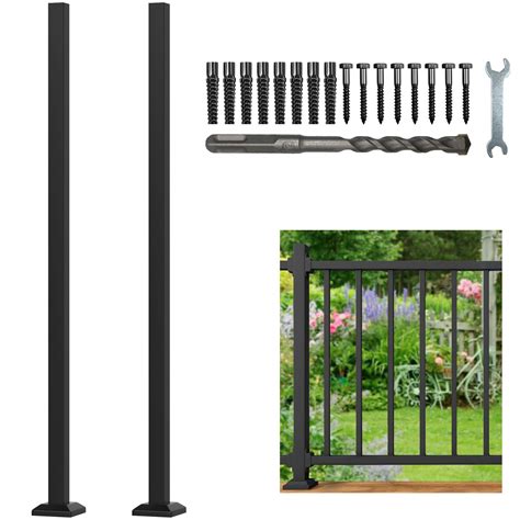 38” Fence And Rail Handrail Post 2pcs Metal Railing Post With Bracket