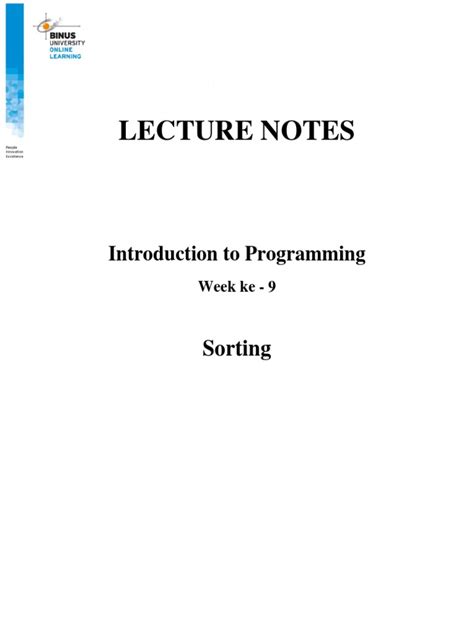 Lecture Notes Introduction To Programming Pdf