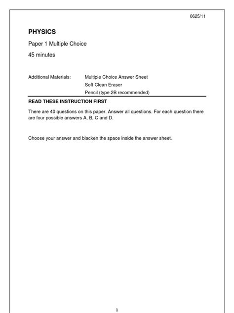 Physics Cambridge Igcse Year 10 Paper 1 Pdf Force Mass