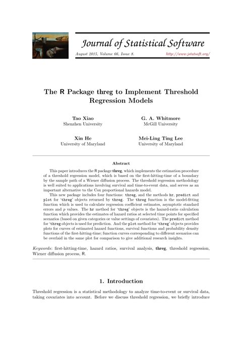 Pdf The R Package Threg To Implement Threshold Regression Models