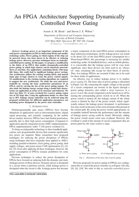 Pdf An Fpga Architecture Supporting Dynamically Controlled Power Gating