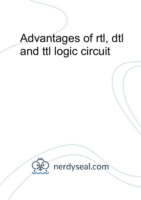 Advantages Of Rtl Dtl And Ttl Logic Circuit Words NerdySeal