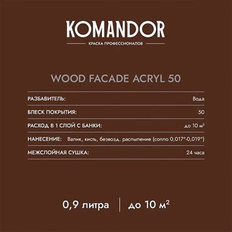 Краска для деревянных фасадов Komandor Wood Facade Acryl 50 ...