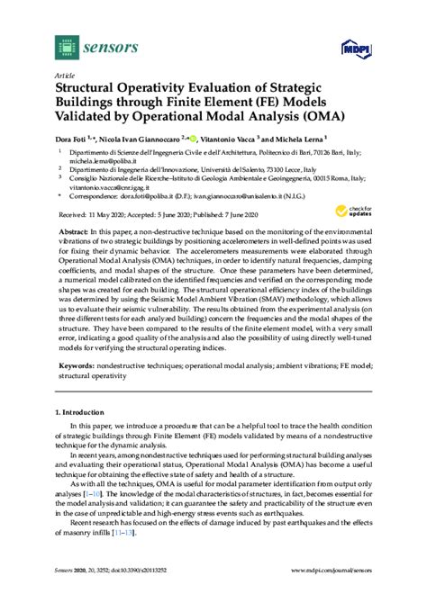 pdf structural operativity evaluation of strategic buildings through