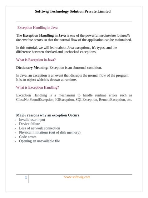 Exception Handling Pdf