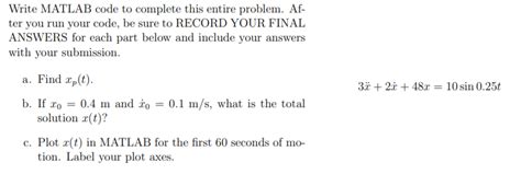solved write matlab code to complete this entire problem